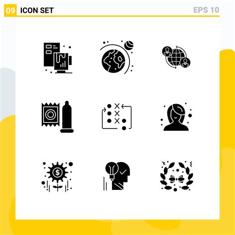 Solid Glyph Pack Of 9 Universal Symbols Of Move Medicine Connections