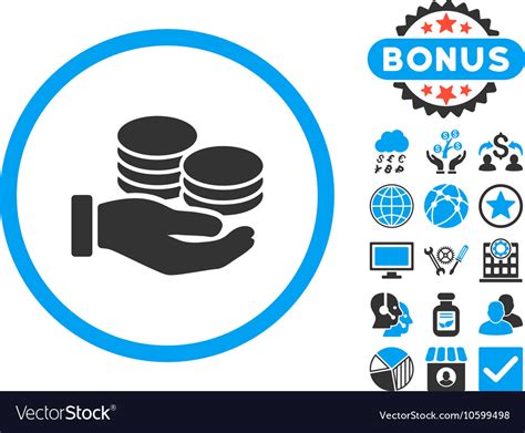 Salary Coins Flat Icon With Bonus Royalty Free Vector Image