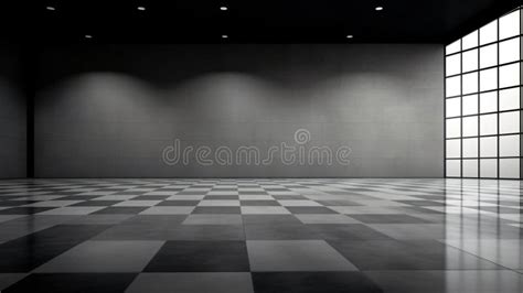 Modern Minimalist Room With Black And White Checkered Floor Design