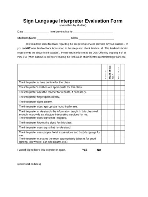 Sign Language Interpreter Evaluation Doc Template Pdffiller