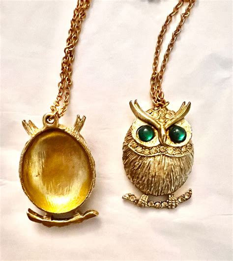 Vintage Rhinestone Owl Pendant Red Eyes Green Eyes S Etsy
