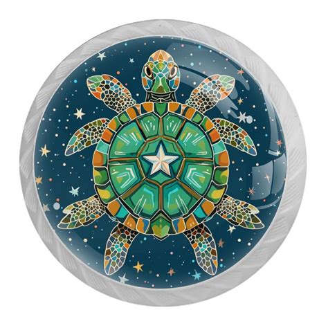 4 Pack Pattern Cabinet Knobs Starry Sky Turtle Lovely Cabinet Pull Handle Kitchen Door Knobs