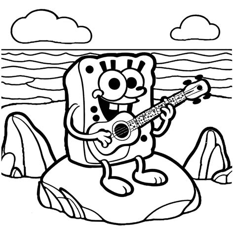 דף צביעה של בובספוג מנגן על יוקולילי ⚡ דף בצבע