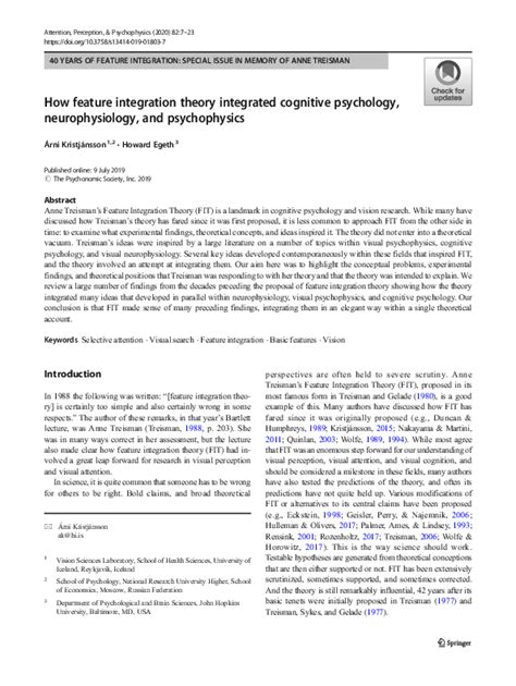 Pdf How Feature Integration Theory Integrated Cognitive Psychology