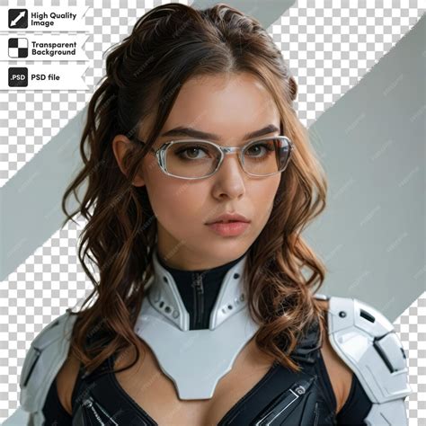A Woman Wearing Glasses And A Corset With A Black And White Background