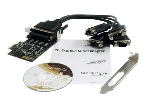 Startech 4 Port Rs232 Pci Express Serial Card W Breakout Cable Pex4s553b