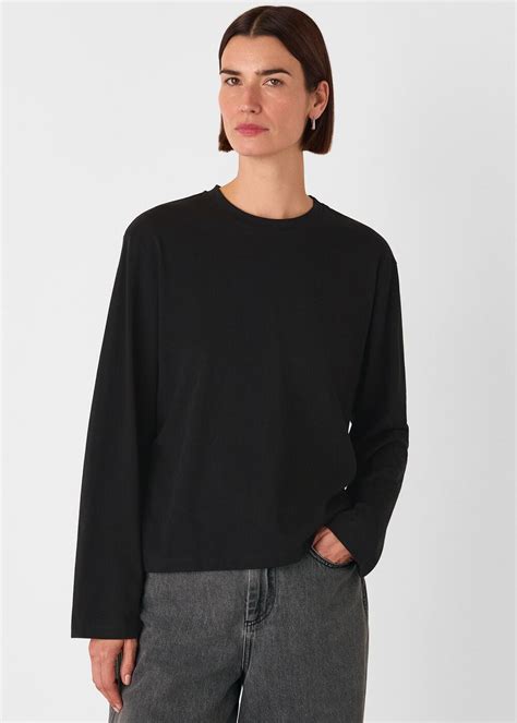 Black Relaxed Long Sleeve Tee Whistles Whistles Uk