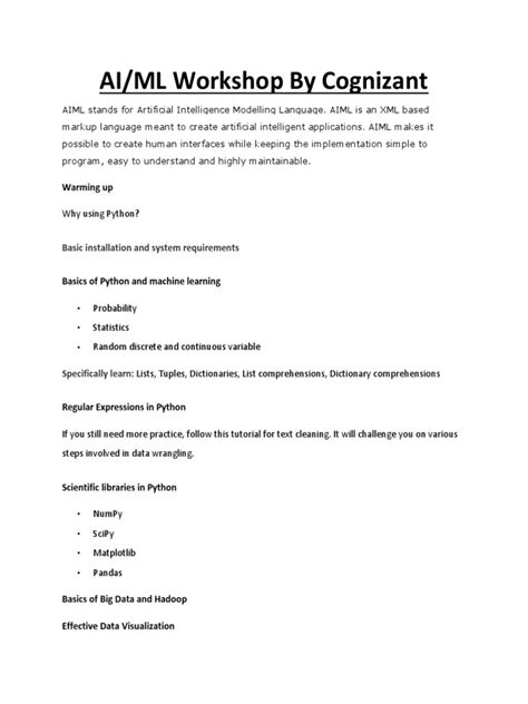 aiml workshop pdf
