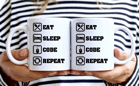 Retreez Funny Mug Eat Sleep Code Repeat Programmer Software Engineer 11 Oz Ceramic