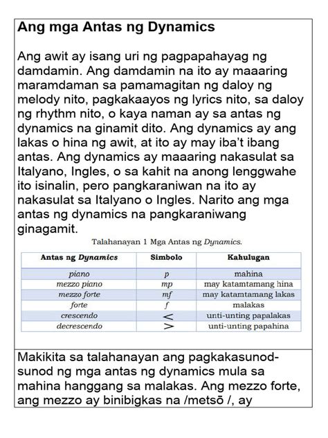 Ang Mga Antas Ng Dynamics Pdf