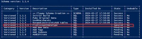 how to fix or avoid ignored migrations in flyway redgate