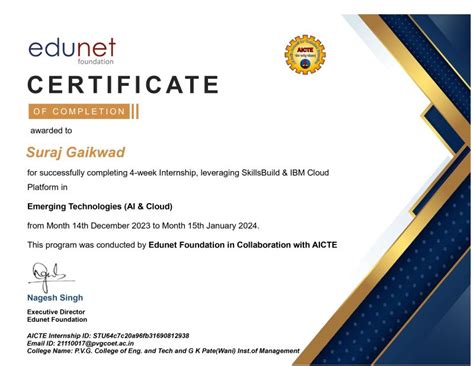 Suraj Gaikwad On Linkedin Internshipcompletion Ai Cloudcomputing