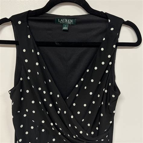 Abito Donna Lauren Ralph Lauren Taglia 4 Nero Bianco A Pois Avvolgente