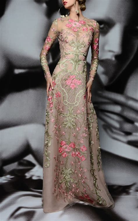 Naeem Khan Floral Jacquard Knit Gown Fashion Show Beautiful Gowns