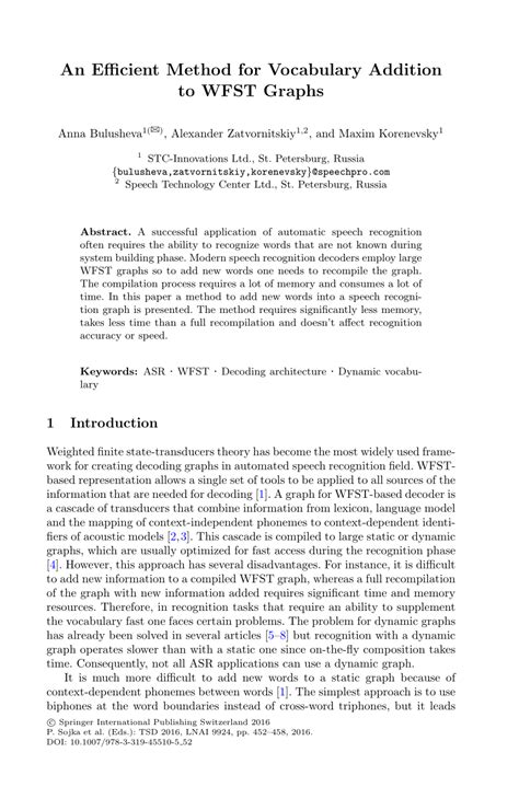 pdf an efficient method for vocabulary addition to wfst graphs