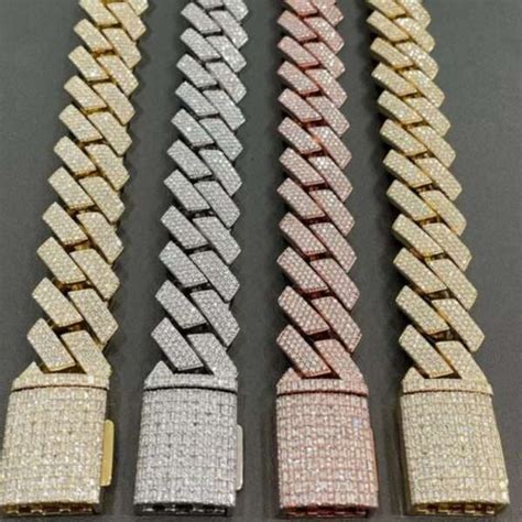 Vvs Cuban Link Moissanite Diamond Bracelet For Man With Flower Setting