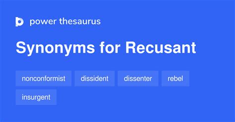 Recusant Synonyms 300 Similar Words And Phrases