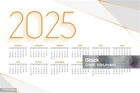 Simple 2025 Event Planner Calendar Template Design Stock Illustration