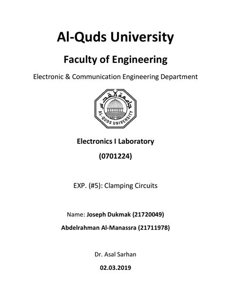 Clamping Circuits Report Exercises Electronics Engineering Docsity