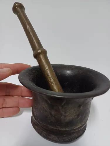 7k Antiguo Mortero Y Pilón Grande De Broce Pesados Cuotas Sin Interés