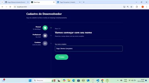 Projeto Multi Etapas Com React E Typescript Este é Um Formulário Multi Etapas Desenvolvido