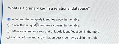 Solved What Is A Primary Key In A Relational Database A Chegg Com