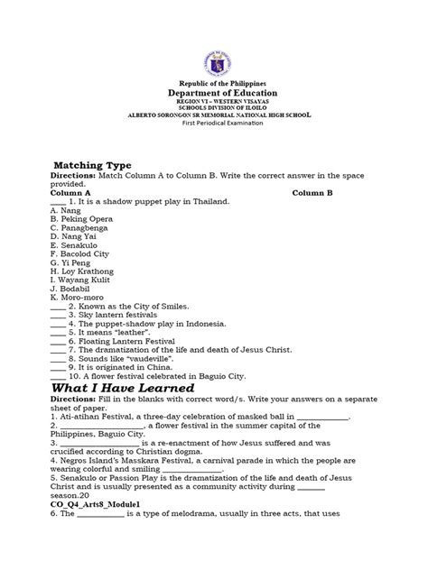 1st Peri0dical Exam Of Diff Subj Pdf