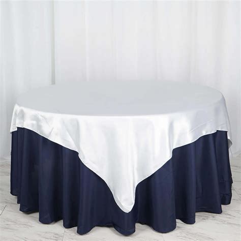 Satin Table Overlay 72x72 White Tableclothsfactory
