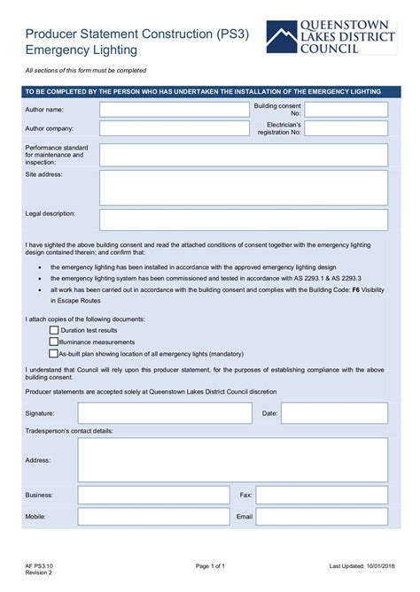 Producer Statement Construction Ps3 Emergency Lighting Fill And Sign Online With Lumin