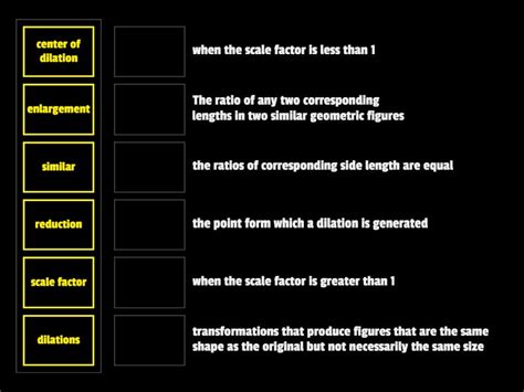 Math 8 Dilation Match Up