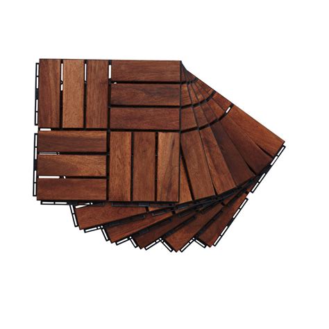 Inle Acacia Wood Interlocking Deck Tiles Checker Pattern Wayfair