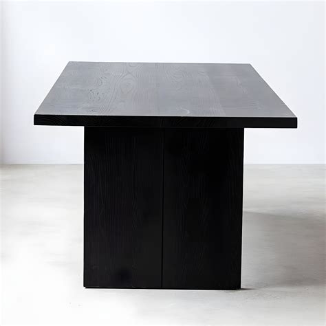 Black Wood Rectangular Modern Dining Table With Double Pedestal Base