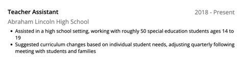 Job Description For Teacher Assistant On Resume