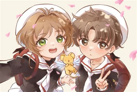 Kinomoto Sakura Kero And Li Syaoran Cardcaptor Sakura Drawn By