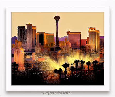 Las Vegas Nevada Skyline Wall Art Desert Cityscape Horizontal