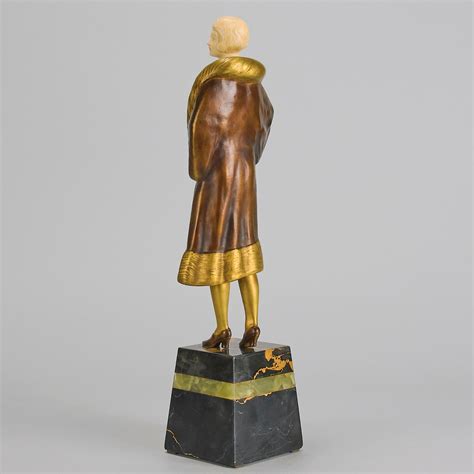 Georges Rigot Figure Fur Coat Art Deco Antique Bronze Hickmet Fine Arts