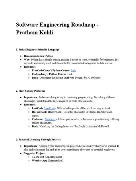 Roadmap Software Engineer Pdf Web Development Websites