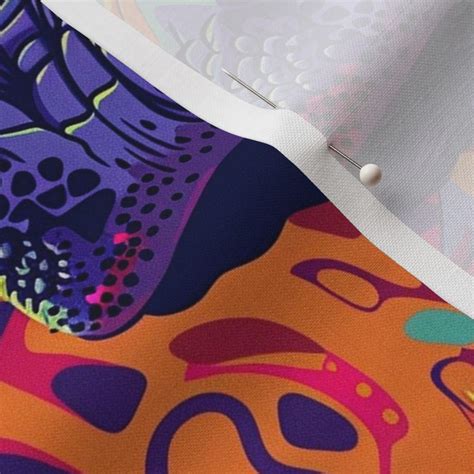 Neon Purple Hippo In Groovy Orange Fabric Spoonflower