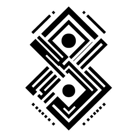 Geometric Abstract Design Symmetrical Black And White Composition With