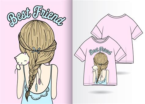 Best Friend Cat Hand Drawn T Shirt Design 675258 Vector Art At Vecteezy