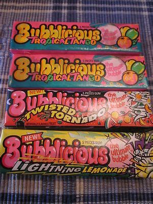 Early Bubblicious Bubble Gum 4 Unopened Packs 3 Flavors 1990s