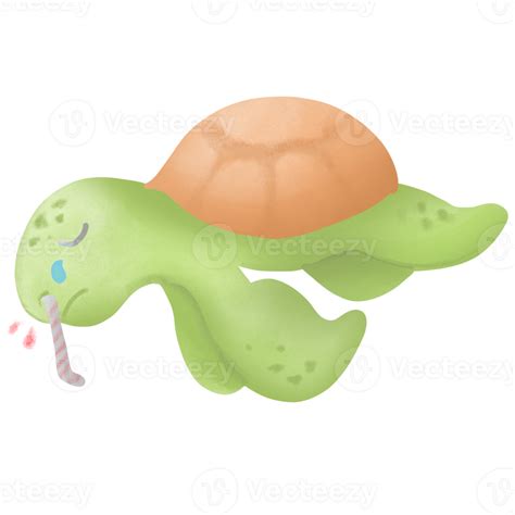 The Turtle With Plastic Straw 27990767 Png