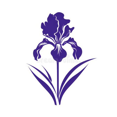 Purple Iris Flower Silhouette Iconographic Symbolism In Minimalistic