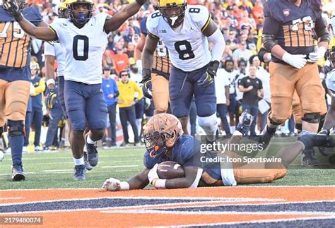 Illinois Running Back Josh Mccrary Is Tackled Just Short Of The Goal