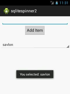 Android SQLite Example With Spinner Javatpoint