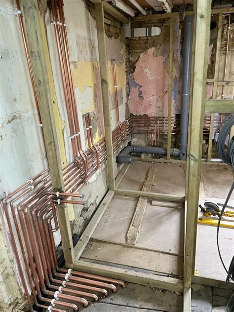 First Fix Copper Pipework Going In For Bathrooms On One Of Our Latest