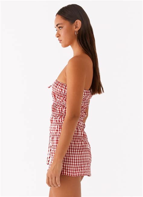 Adele Mini Dress Red Gingham Peppermayo Uk