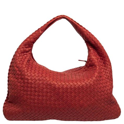 Bottega Veneta Red Intrecciato Leather Large Veneta Hobo At 1stdibs