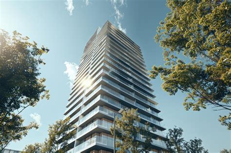 Estructura Residencial Diagonal De Bloques De Apartamentos De Vidrio De Gran Altura Imagen