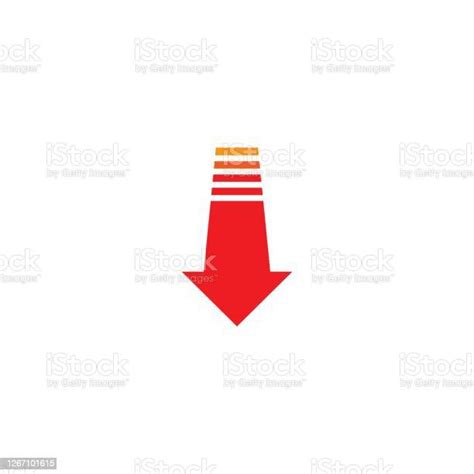 Red Arrow Down Icon Decrease Fall Crash Concept Download Sign Stock